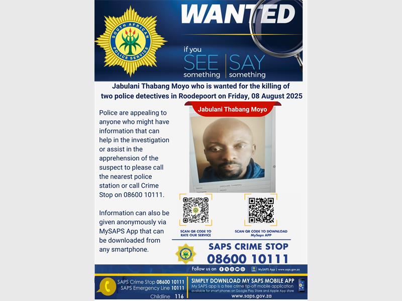 Police offer cash reward for escaped cop killer suspect | Benoni City Times