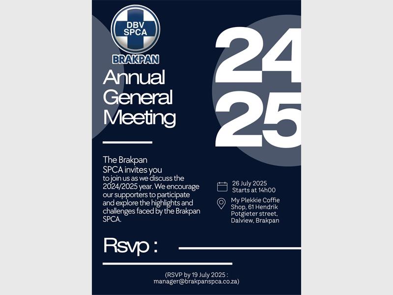 Support the Brakpan SPCA: Join their Annual General Meeting in July ...