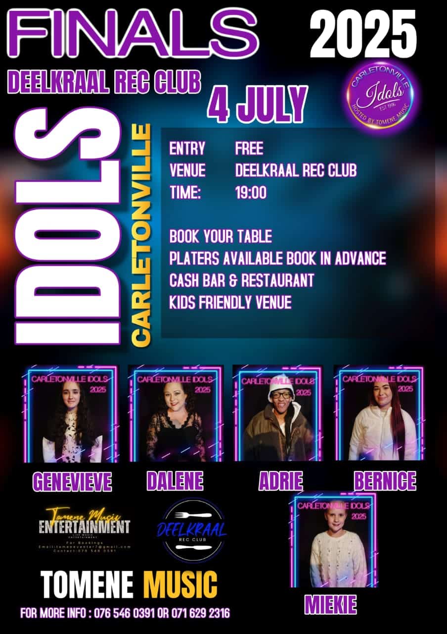 Carletonville Idols 2025 final takes place tonight at Deelkraal – Free ...