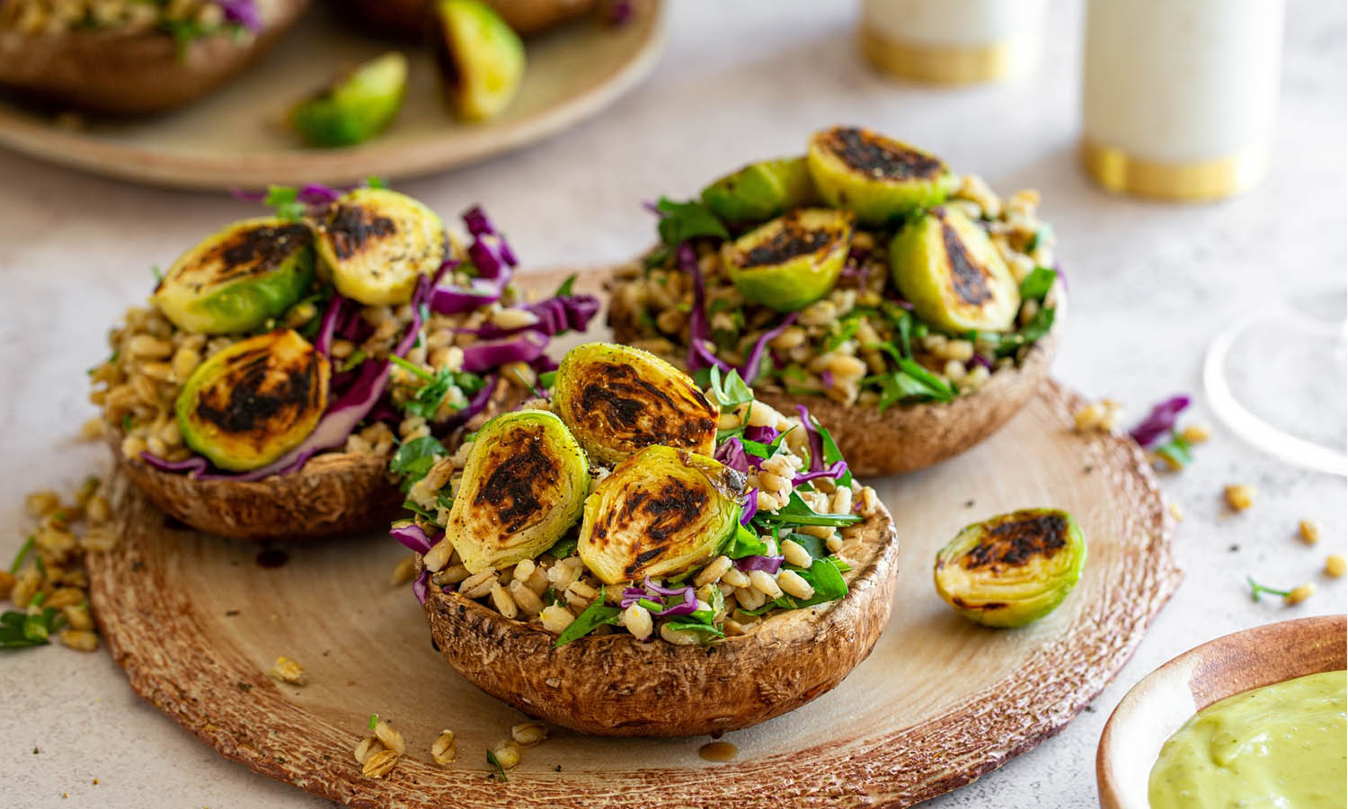 Brussel sprout stuffed portabellas with barley | Lowvelder