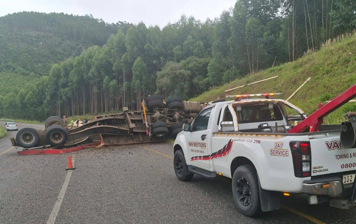 Loaded truck overturns on R537 near Sabie, road closed | Lowvelder