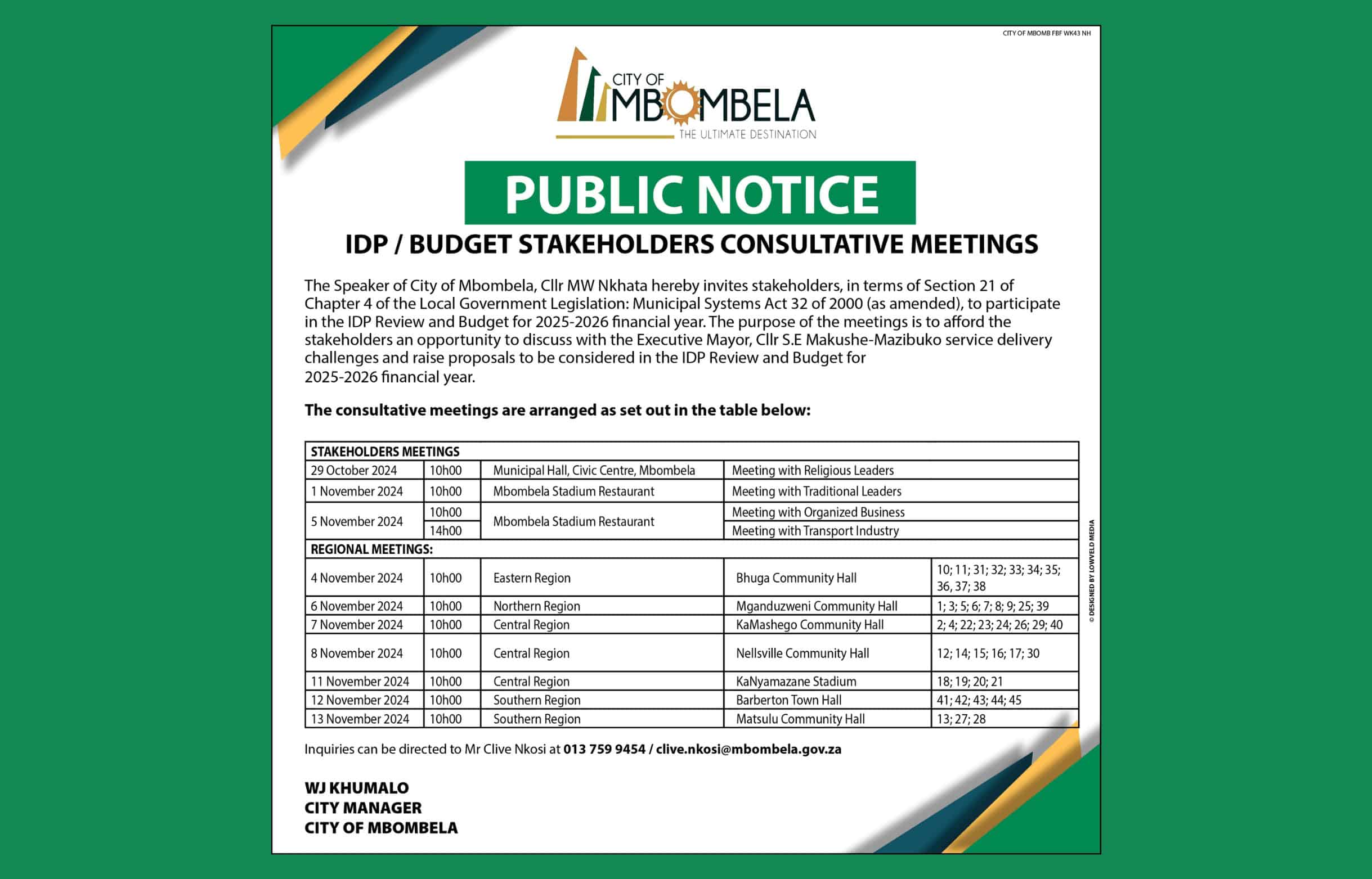 ADVERTISEMENT | CITY OF MBOMBELA: PUBLIC NOTICE | Mpumalanga News