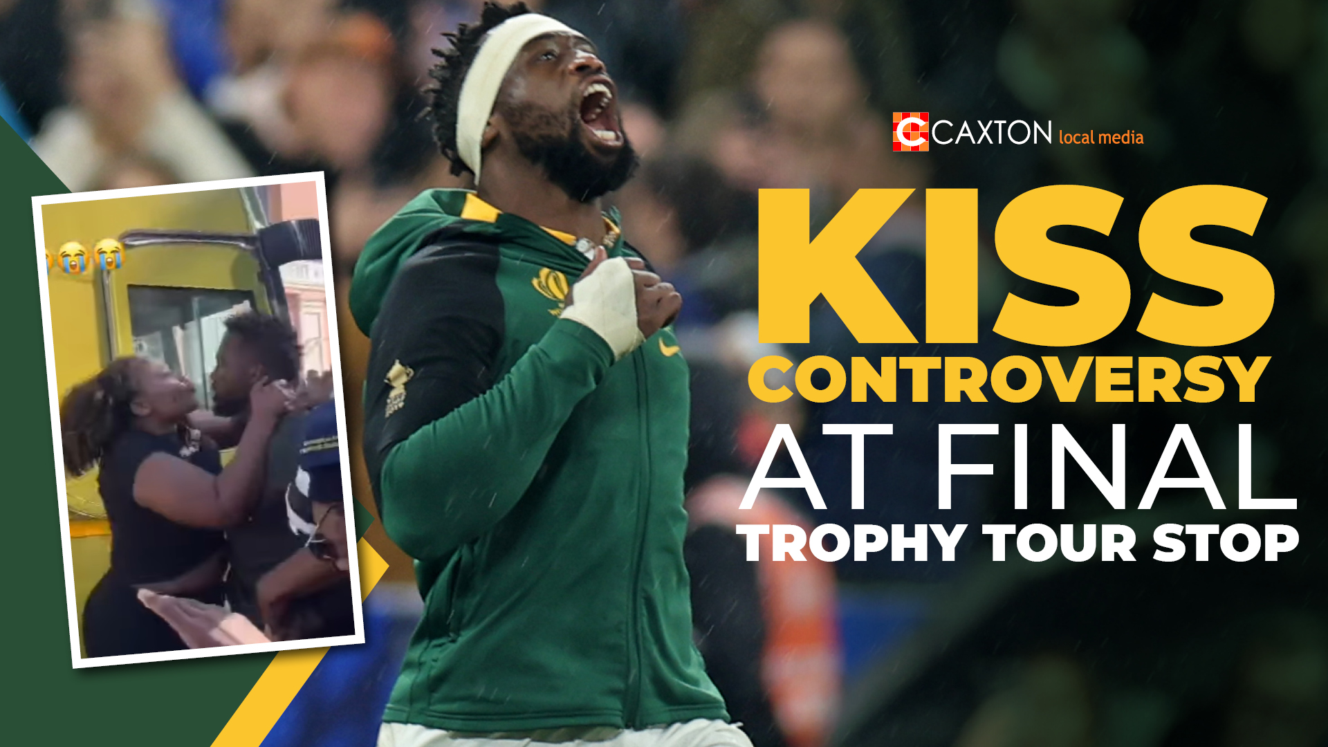 Watch: Woman jumps to kiss Siya Kolisi on last stop of Springbok ...