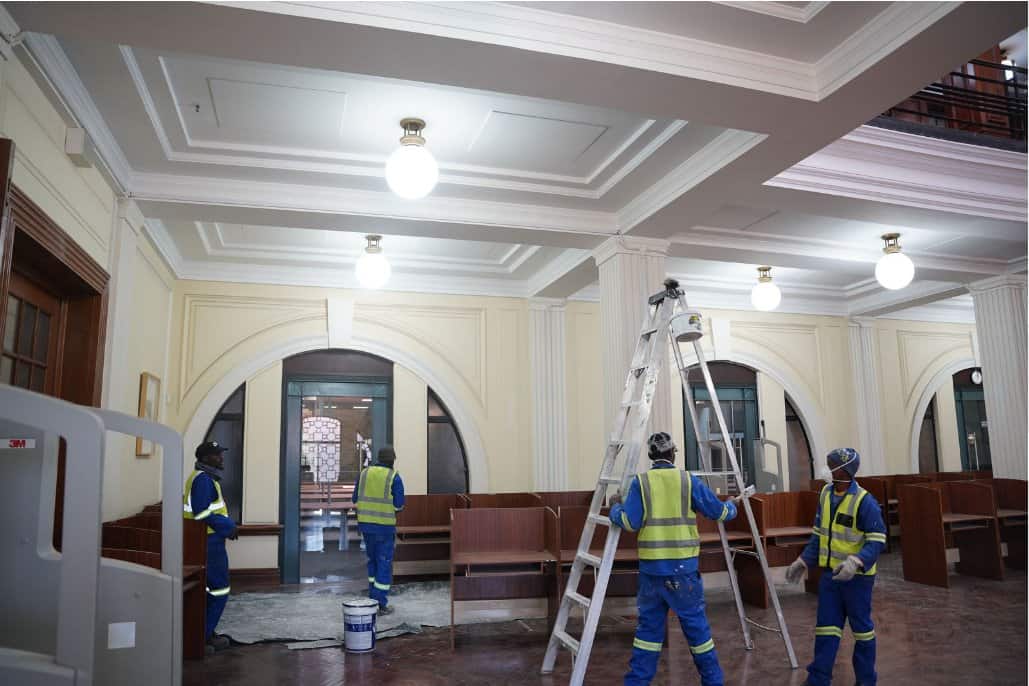 Ceiling paint and touch ups are underway at the Johannesburg City ...