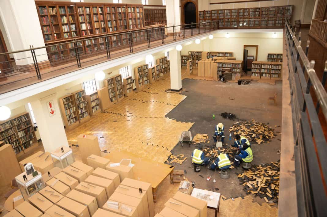 Repairs underway on Johannesburg City Library’s parquet flooring ...