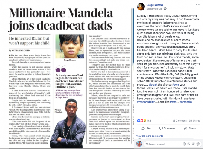 Gugu Keswa takes up activism after Mandela grandson maintenance ordeal ...