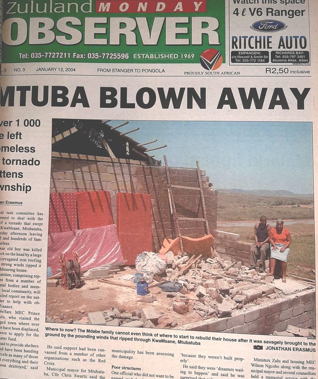 #ThrowbackThursday: Tornado flattens Mtubatuba township | Zululand Observer