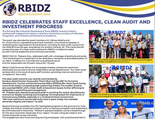 RBIDZ: RBIDZ CELEBRATES STAFF EXCELLENCE, CLEAN AUDIT AND INVESTMENT ...